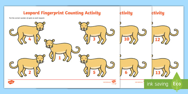 Leopard Fingerprint Counting Worksheet / Worksheet Pack