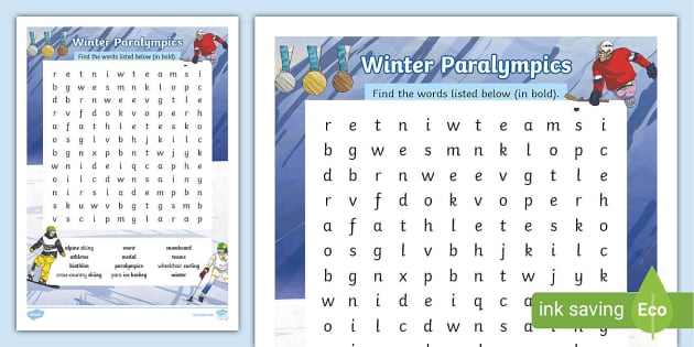 Winter Paralympics Word Search - KS2 - Twinkl Resources
