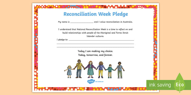 Reconciliation Week Pledge Worksheet / Worksheet