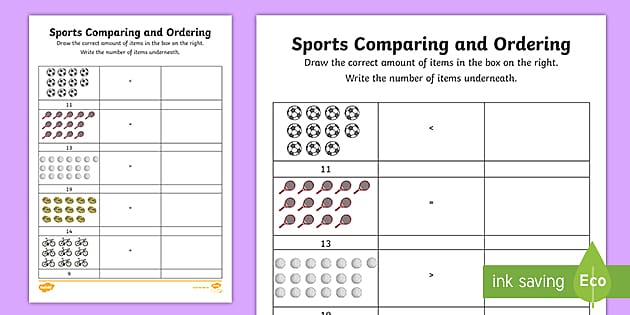 Sports Comparing and Ordering Worksheet - Twinkl