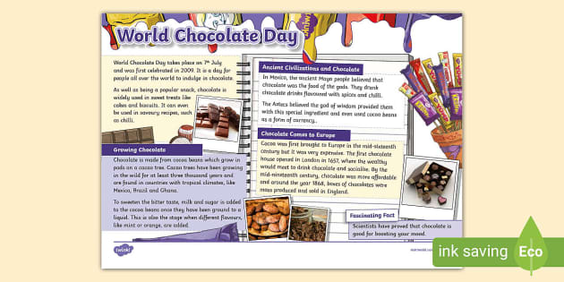 World Chocolate Day KS2 Fact File (teacher made) - Twinkl