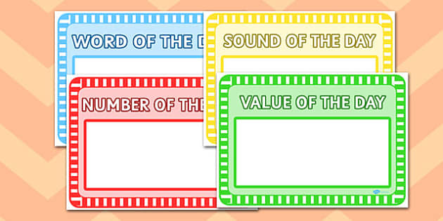 👉 Word, Number, Sounds and Value of the Day Sheets