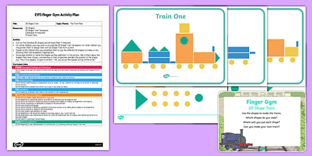 EYFS 2D Shape Train Finger Gym Plan and Resource Pack