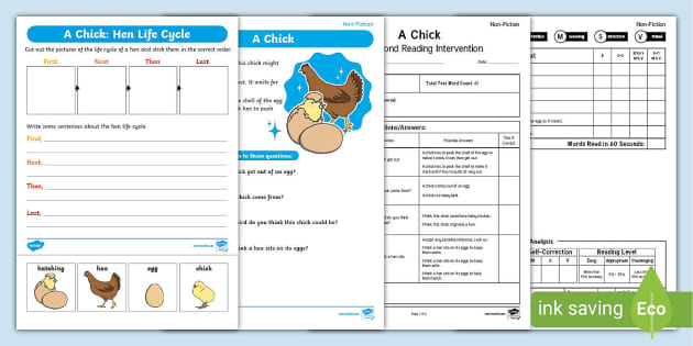 Level 2: 'A Chick' 60-Second Reading Set 2 Intervention Pack