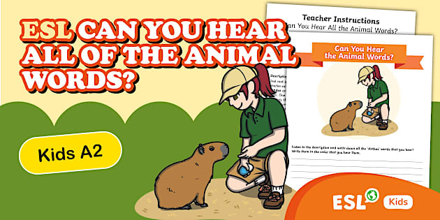 ESL Animal Words Listening Activity [Kids, A2]