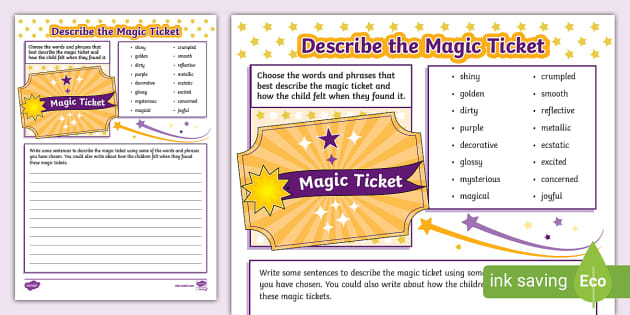 Describe the Magic Ticket Worksheet (l'enseignant a fait)