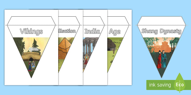World History Display Bunting - British and World History Timeline