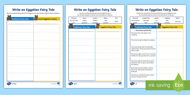 Writing an Ancient Egyptian Fairy Tale Differentiated Worksheets