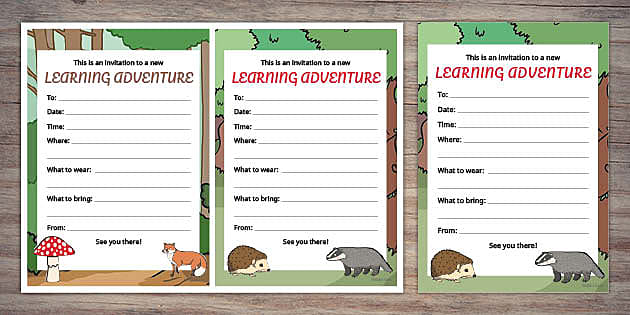 Woodland Themed Invitations: Twinkl Party Learning Adventure