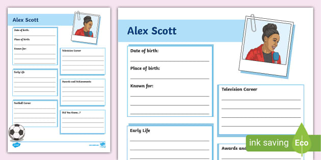 Alex Scott Fact File Template, Alex Scott MBE (Teacher-Made)