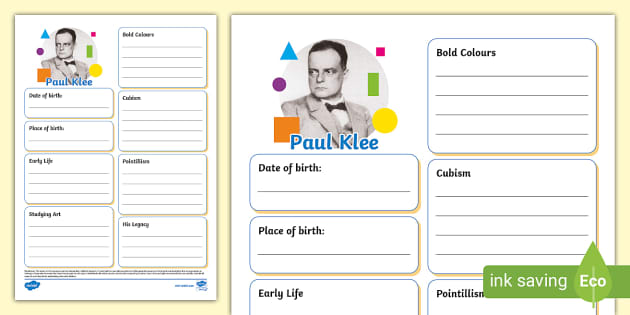 Paul Klee Fact File Template (l'enseignant a fait) - Twinkl