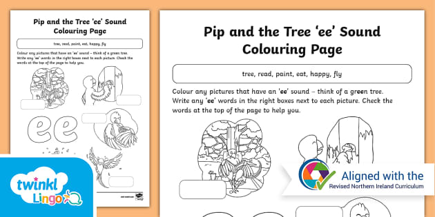 Pip and the Tree 'ee' Sound Colouring Page (professor feito)