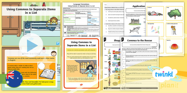 Language Conventions Using Commas to Separate List Items Lesson