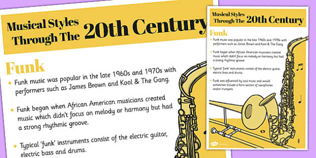 Musical Styles Through the 20th Century: Funk Information Poster