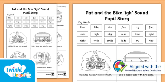 Pat and the Bike 'igh' Sound Pupil Story Activity Sheet
