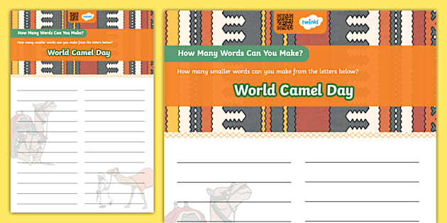 World Camel Day Word Challenge (teacher made) - Twinkl