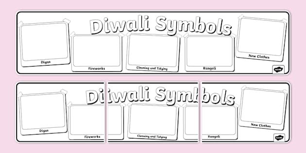 Diwali Symbols Collaborative Drawing Display Banner Twinkl