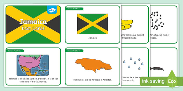KS1 Jamaica Fact Cards (Teacher-Made) - Twinkl