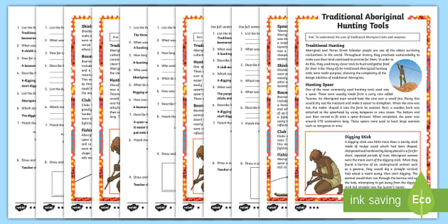 Traditional Aboriginal Hunting Tools Differentiated Reading Comprehension