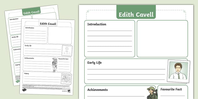 Edith Cavell Non-Chronological Report Template - Twinkl Edith Cavell Non-Chronological Report Template - Twinkl