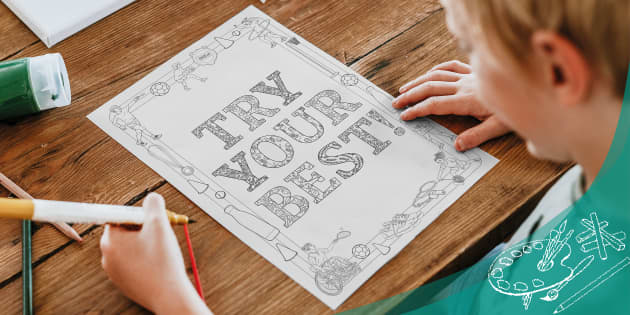 Try Your Best Sports Day Mindfulness Colouring Poster