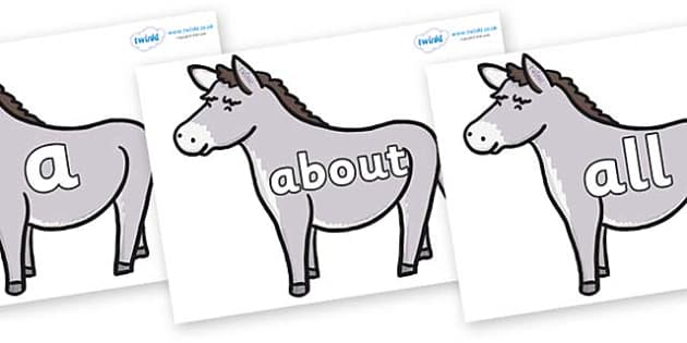 100 High Frequency Words on Donkeys (teacher made) - Twinkl