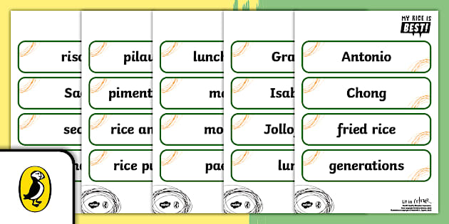 My Rice is Best: Word Cards