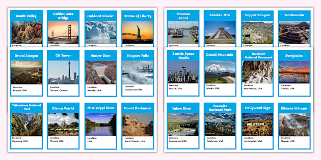 Human and Physical Features of North America Sorting Cards