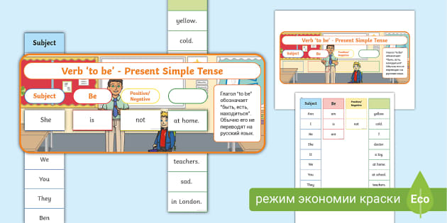 Verb 'to be' Slider - Present Tense | Интерактивный шаблон