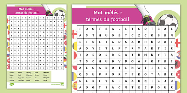 Mot mêlés : termes de football (Teacher-Made) - Twinkl