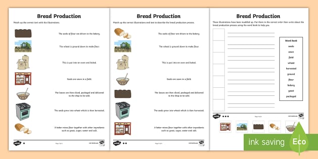 Bread Production Differentiated Worksheet / Worksheets