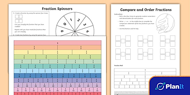 Y6 Compare, Order and Represent Fractions Home Learning Task