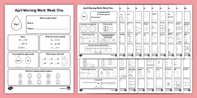 Kindergarten April Morning Work Bundle (teacher made)