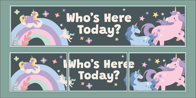 Unicorn-Themed Who's Here Today? Display Banner - Twinkl