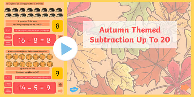 Autumn Themed Subtraction up to 20 PowerPoint