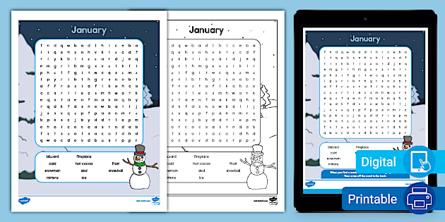 January Word Search for K-2nd Grade (teacher made) - Twinkl