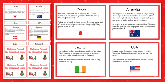 Christmas Around the World Fact Cards - christmas, around the world, fact