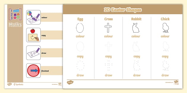SEND Small Steps: Copy and Draw 2D Easter Shapes - Twinkl