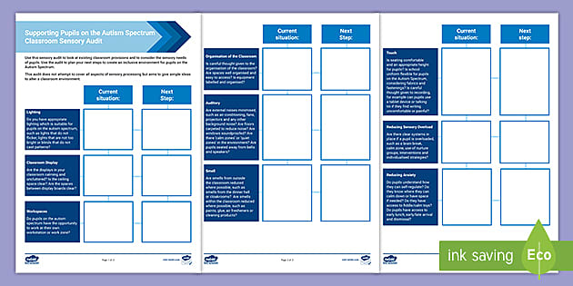 Sensory Audit (Assessment Sheet) - Sensory Profile Resource