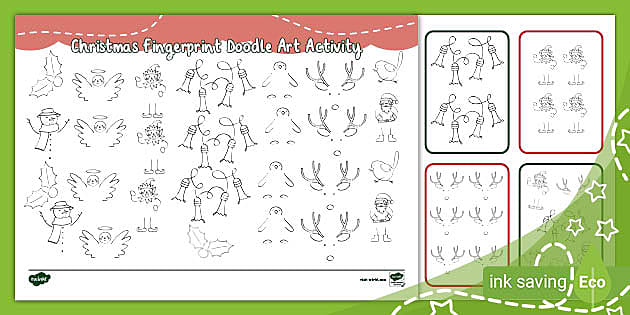 Christmas Fingerprint Doodle Art Activity
