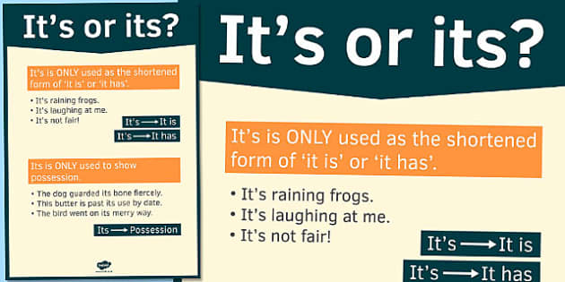 It's or Its Poster - it's, its, poster, display, apostrophe