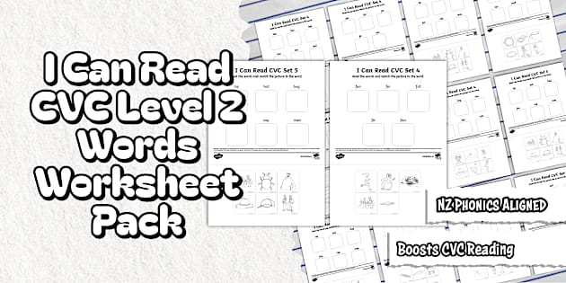 'I Can Read' CVC Level 2 Words Worksheet Pack