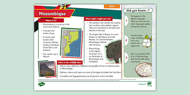 KS1 Mozambique Fact File (Teacher-Made) - Twinkl