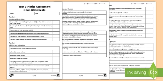 Year 3 Maths Assessment I Can Statements Checklist Year 3 Maths year-3-maths-assessment-i-can-statements-checklist-year-3-maths