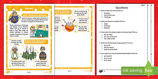 KS1 Advent Differentiated Reading Comprehension Activity