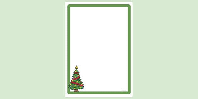 FREE! - Simple Blank Christmas Tree Decorated Page Border | Twinkl