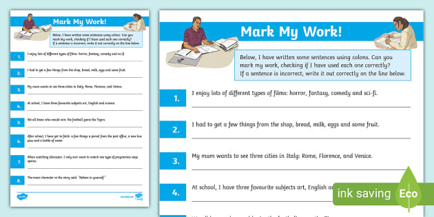 Mark My Work! Colons Activity (teacher made) - Twinkl Mark My Work! Colons Activity (teacher made) - Twinkl