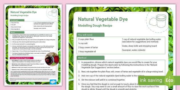 Natural Vegetable Dye Modelling Dough Recipe - Twinkl