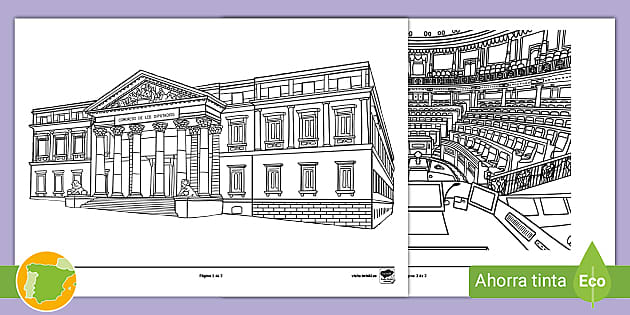 Hojas de colorear: El Congreso de los Diputados - Twinkl