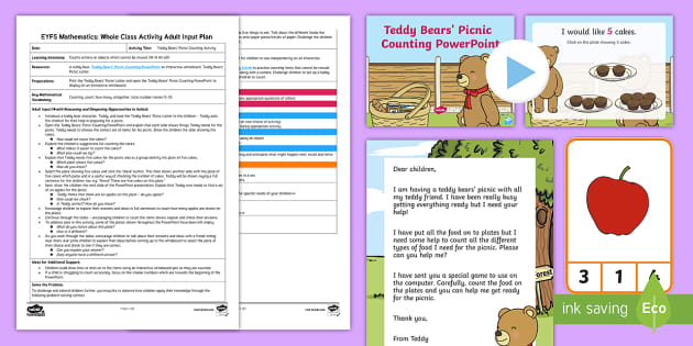 Maths: Teddy Bears' Picnic Counting Whole Class Adult Input Plan and ...
